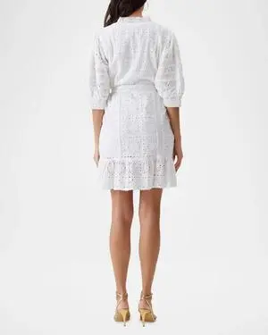 Melissa Odabash Reagan Eyelet Button-front Mini Dress