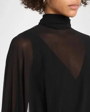 UNGARO Esme Draped Turtleneck Mini Dress - Black