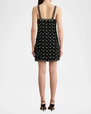 TOCCIN Dove Hand-beaded Mini Shift Dress