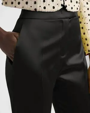 Valentino Garavani High-rise Satin Straight-leg Trousers - Nero