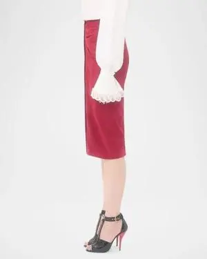 Valentino Garavani Ruched Suede Skirt - Cherry Red