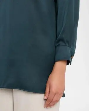 Giorgio Armani Long-sleeve Silk Tunic Shirt - Multi