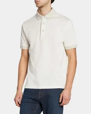 Etro Apos;s Tonal Paisley Cotton Polo Shirt - White Base
