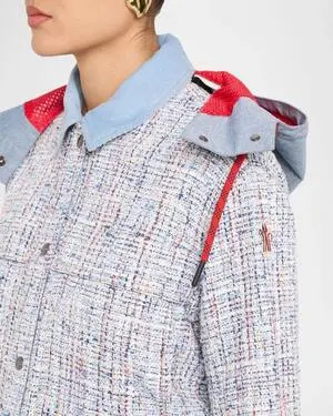 Moncler Termez Tweed Jacket With Detachable Hood - F70 Cloud