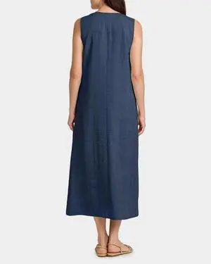 Giorgio Armani Technical Silk Sleeveless Midi Shirtdress