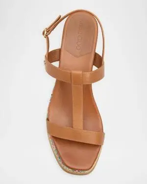 JIMMY CHOO Theia 60mm Leather & Raffia Wedge Sandals