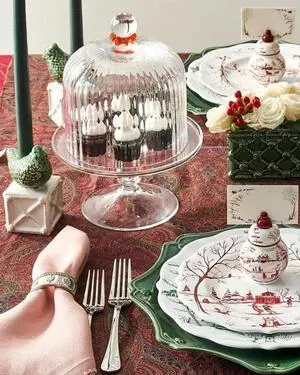 JULISKA Nell Ruffle Petite Cake Dome & Stand - Ruby