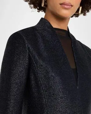 Giorgio Armani Metallic Raffia Single-breasted Jacket - Medium Blue