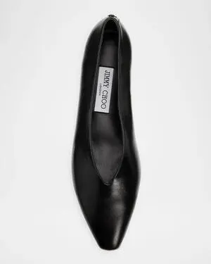 JIMMY CHOO Margot Leather Ballerina Flats
