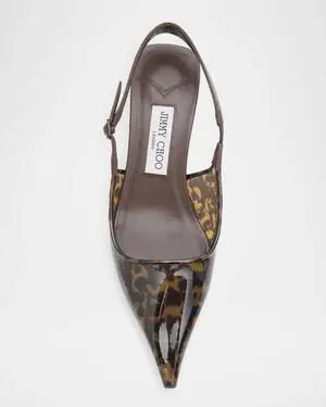 JIMMY CHOO Amel 50mm Tortoiseshell Tpu & Leather Slingback Pumps - Amber Mix