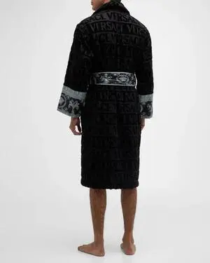 Versace Barocco Sleeve Robe - Black Pattern