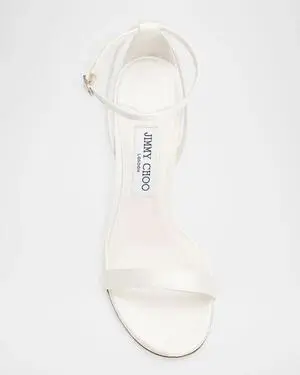 JIMMY CHOO Moza 100mm Satin Sandals With Crystal-embellished Buckle
