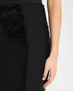 Dolce & Gabbana Lace Satin Paneled Pencil Skirt