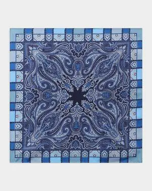 Etro Apos;s Paisley Silk Square Scarf - Blue Base