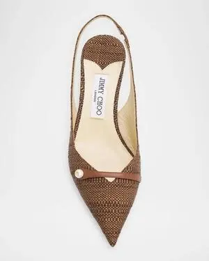 JIMMY CHOO Amita 45mm Raffia Slingback Pumps