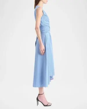Altuzarra Penny Striped Crossover Draped Midi Dress