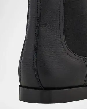 FERRAGAMO Apos;s Grained Leather Micro-gancio Chelsea Boots - Nero