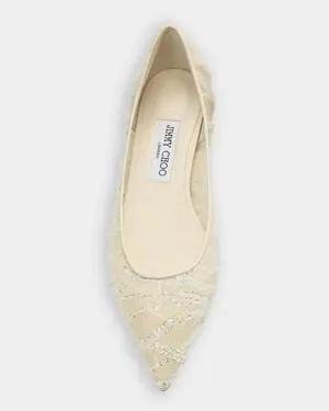 JIMMY CHOO Love Sequined Mesh Ballet Flats