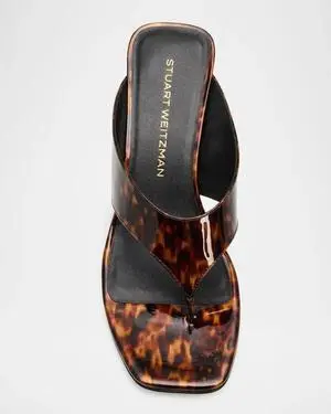 STUART WEITZMAN 50mm Vinnie Printed Patent Leather Thong Sandals