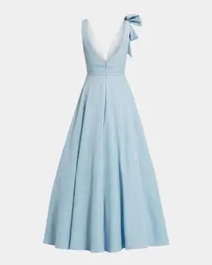 Mac Duggal Petite Sleeveless Shoulder-bow Ball Gown