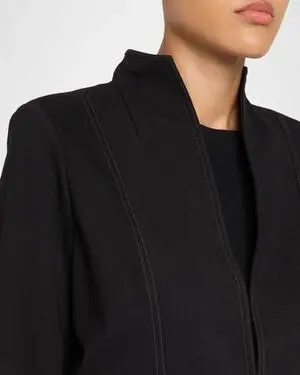 Misook Luxestretch Contrast Stitch Ponte Jacket - Black/char