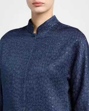 Giorgio Armani Sequined Single-breasted Blazer - Medium Blue