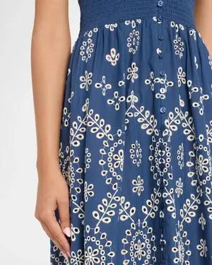 Shoshanna Floral Embroidered Halter Maxi Dress