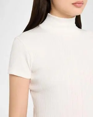 Vince Ribbed Mock-neck Top