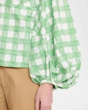 Rosie Assoulin Balloon-sleeve Empire Off-the-shoulder Top - Grass Gree