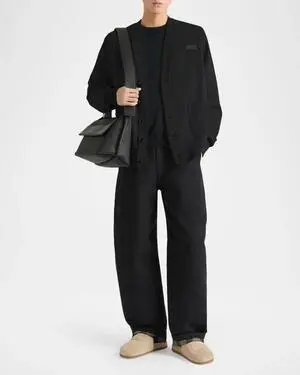 Givenchy Apos;s Lined Cotton Knit Cardigan With Label - Black