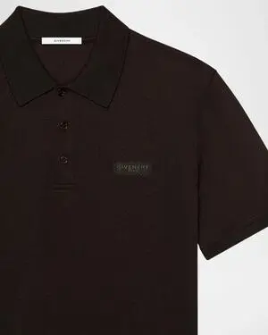 Givenchy Apos;s Grosgrain Label Cotton Polo Shirt - Black