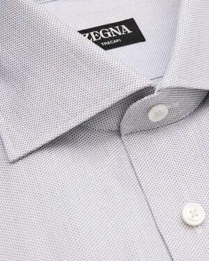Zegna Apos;s Micro-dot Cotton Dress Shirt - Blue