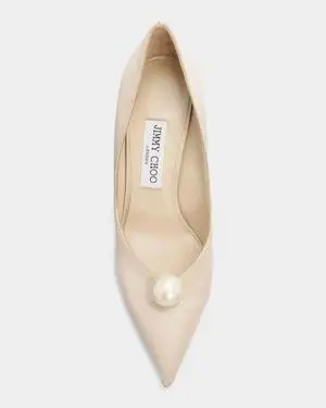 JIMMY CHOO 90mm Ziri Satin Pumps - Light Soft