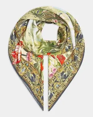 Camilla Empire Large Crystalled Silk Scarf - Wanderlust