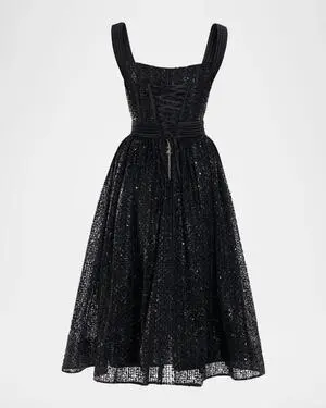 ZHIVAGO Charlotte Sequined Midi Dress - Black