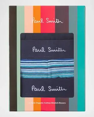Paul Smith Apos;s Logo-waistband 3-pack Trunks - Navy