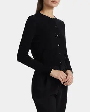 Carolina Herrera Cotton-silk Crop Crewneck Cardigan - Black
