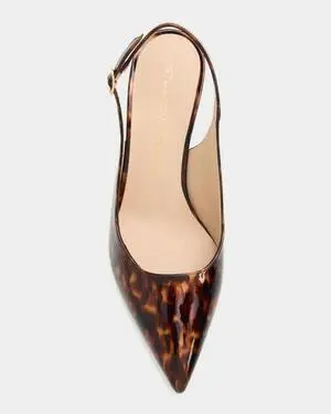 STUART WEITZMAN 75mm Power Tortoiseshell Patent Leather Slingback Pumps