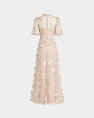 Mac Duggal Floral Appliqué A-line Gown