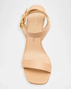 STUART WEITZMAN 85mm Sai Leather Ankle-strap Sandals - Adobe