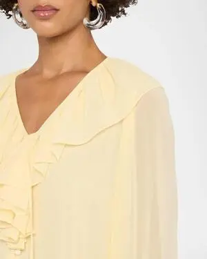 Kobi Halperin Joslyn Ruffle Chiffon Blouse - Chamomile