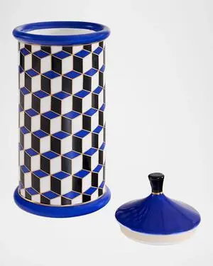 Jonathan Adler Versailles Tall Canister - Blue