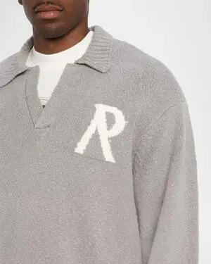 REPRESENT Apos;s Knitted Boucle Polo Sweater - Grey