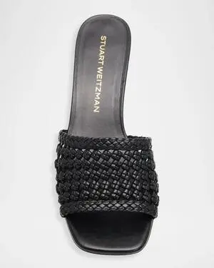 STUART WEITZMAN Marina 50mm Leather Angled-heel Slide Sandals - Black