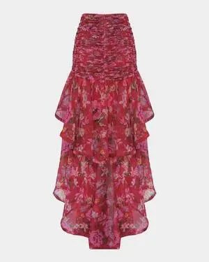 PatBO Peony Floral High-low Midi Skirt