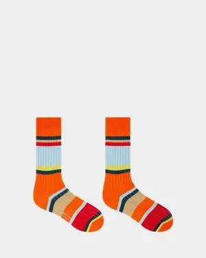 Paul Smith Apos;s Pool Ribbed Stripe Mid-calf Socks - 16orange