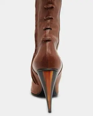 Alexander McQueen 105mm Horn Leather Knee-high Boots - Coffee