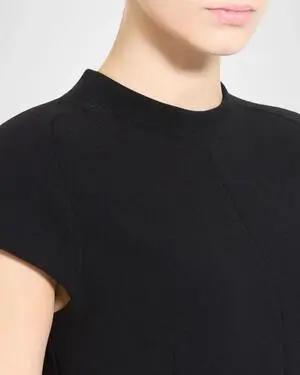 Theory Cap-sleeve Mock Turtleneck Mini Dress - Black - 00