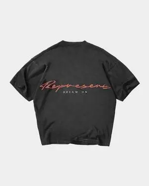 REPRESENT Apos;s Chrome Flight Oversized Heavyweight Jersey T-shirt - Stained Bl