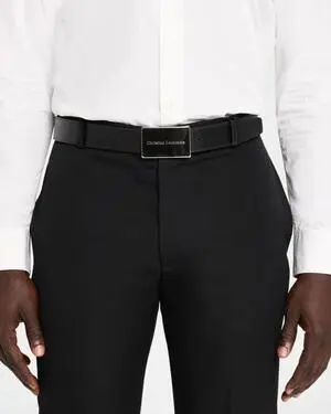 CHRISTIAN LOUBOUTIN Apos;s Canopy Logo Plate Leather Belt - Silver